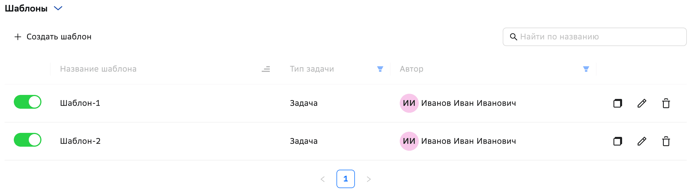 Работа с шаблонами для создания задач - Platform V Works::TaskTracker